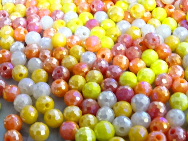 'Sparkling Sunset Mix' 5.5 - 6mm Glass Faceted Ab Plated Beads — Greedy ...